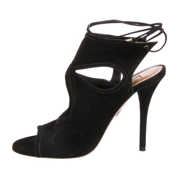 Aquazzura | Shoes | Aquazurra Black Suede Cut Out Heels 38 | Poshmark